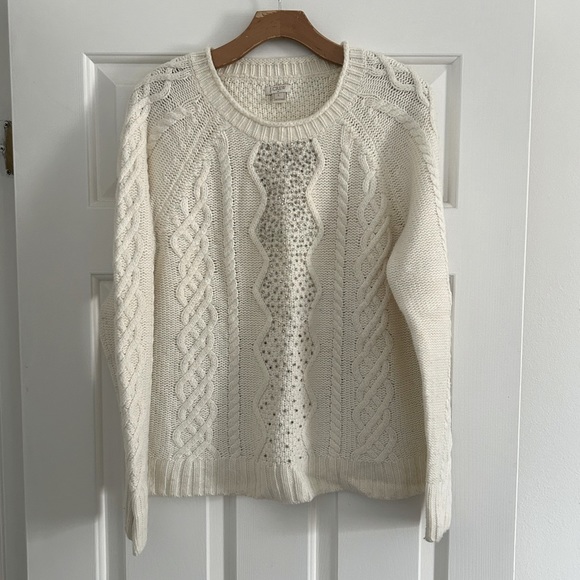 J. Crew Factory | Sweaters | Jcrew Crystal Embellished Cable Knit ...